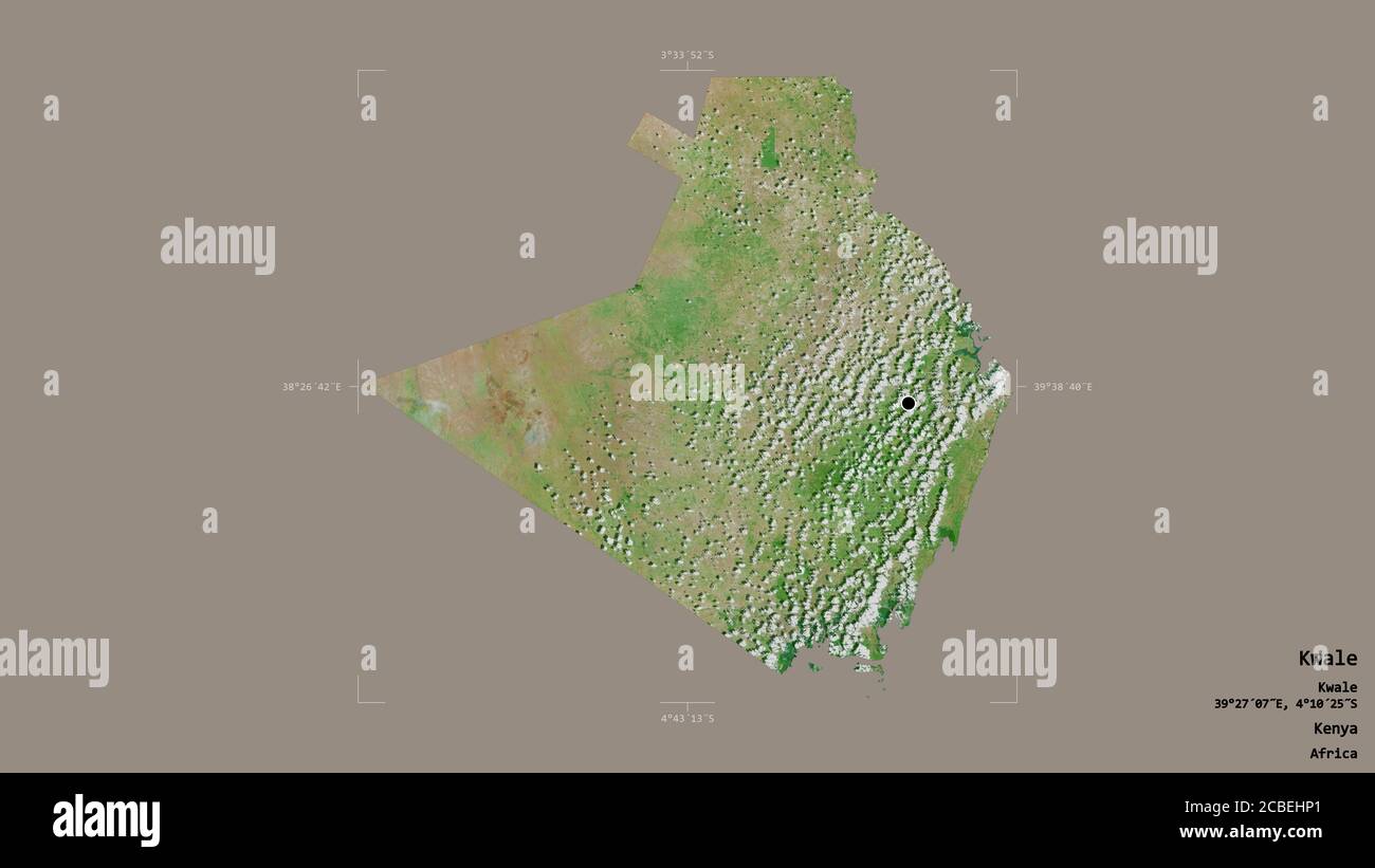 Area of Kwale, county of Kenya, isolated on a solid background in a ...