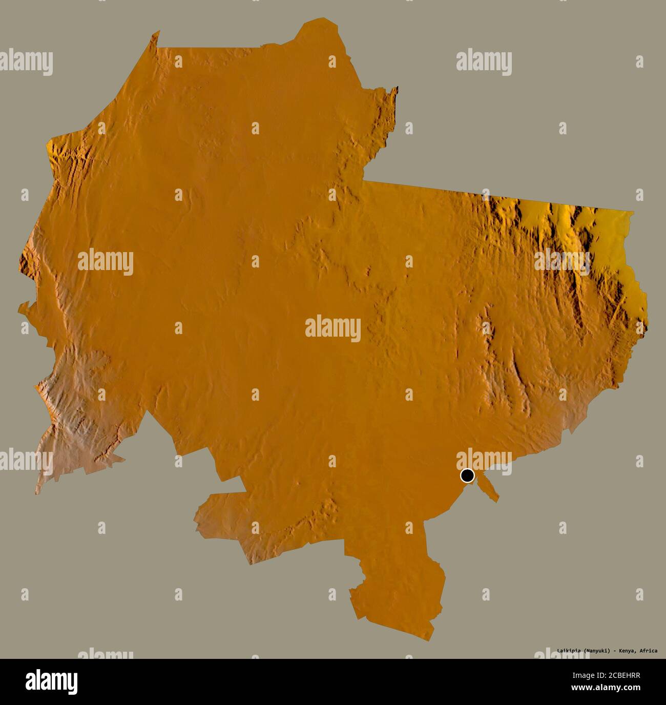 Shape of Laikipia, county of Kenya, with its capital isolated on a ...