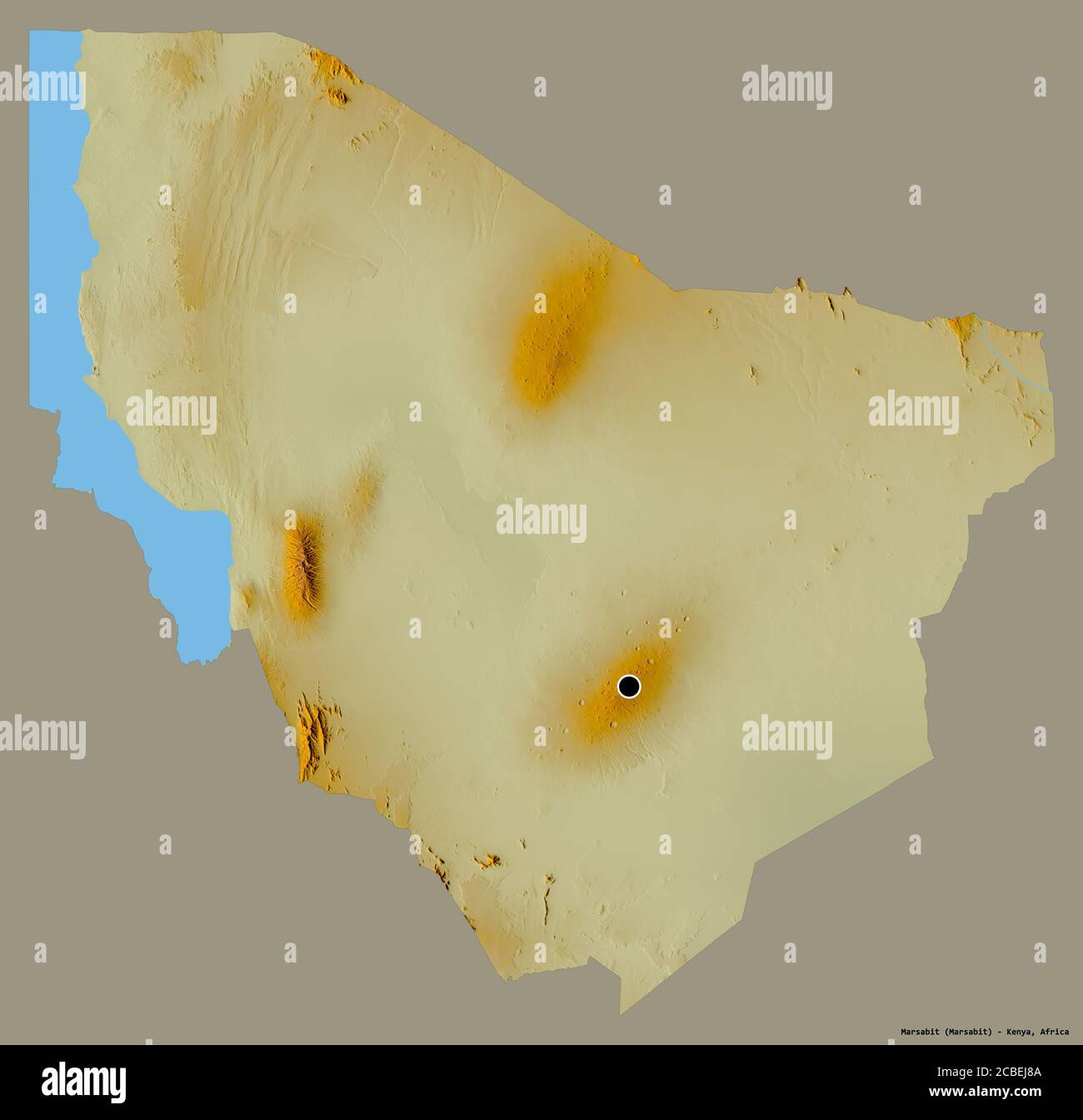 Shape of Marsabit, county of Kenya, with its capital isolated on a ...