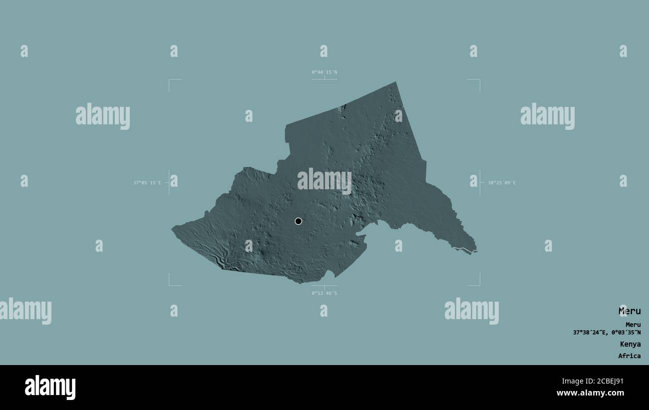 Area of Meru, county of Kenya, isolated on a solid background in a ...
