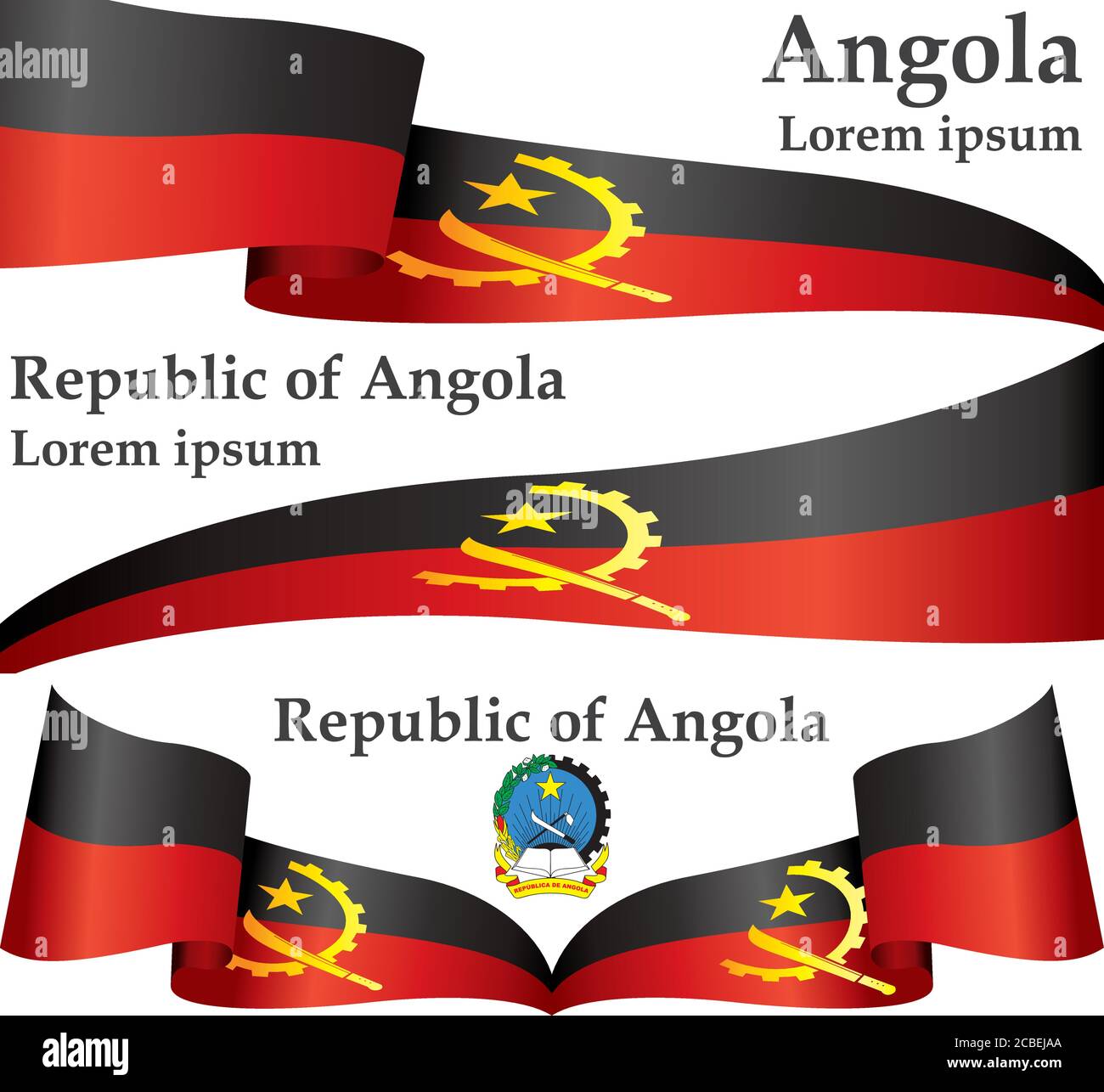 Flag of Angola, Republic of Angola. Template for award design, an ...