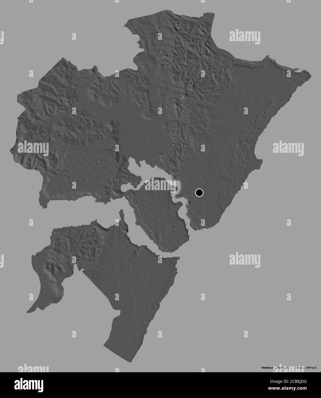 Shape of Mombasa, county of Kenya, with its capital isolated on a solid ...