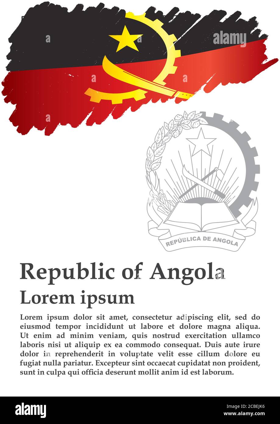 Flag of Angola, Republic of Angola. Template for award design, an ...