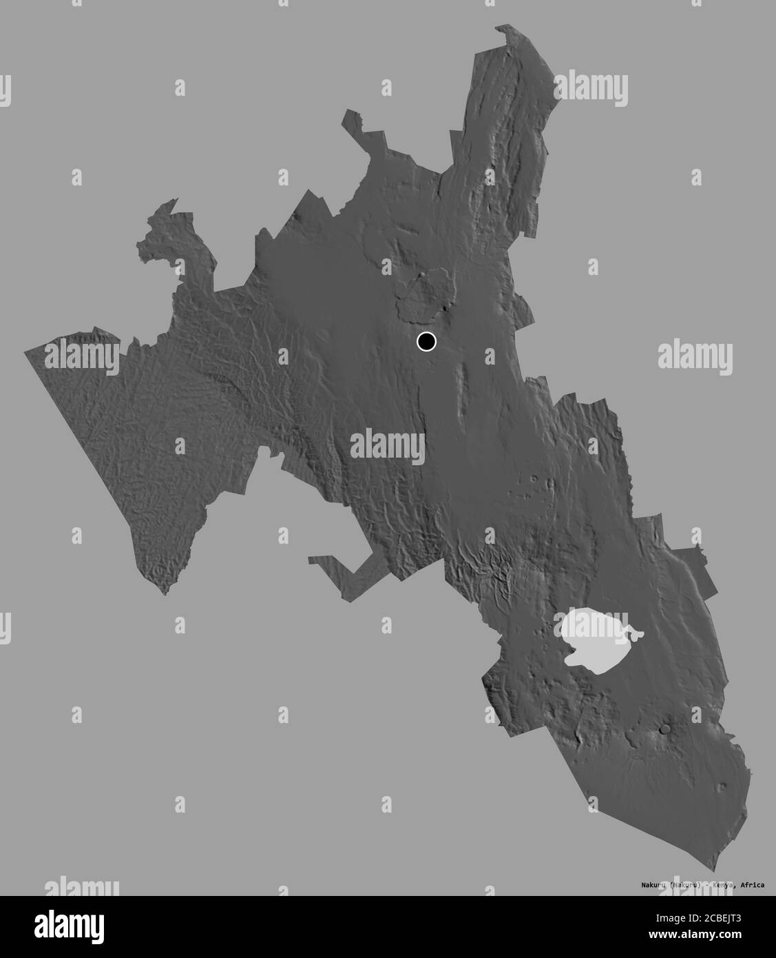 Shape of Nakuru, county of Kenya, with its capital isolated on a solid ...
