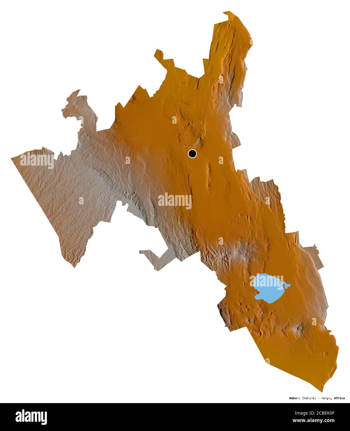Shape of Nakuru, county of Kenya, with its capital isolated on white ...