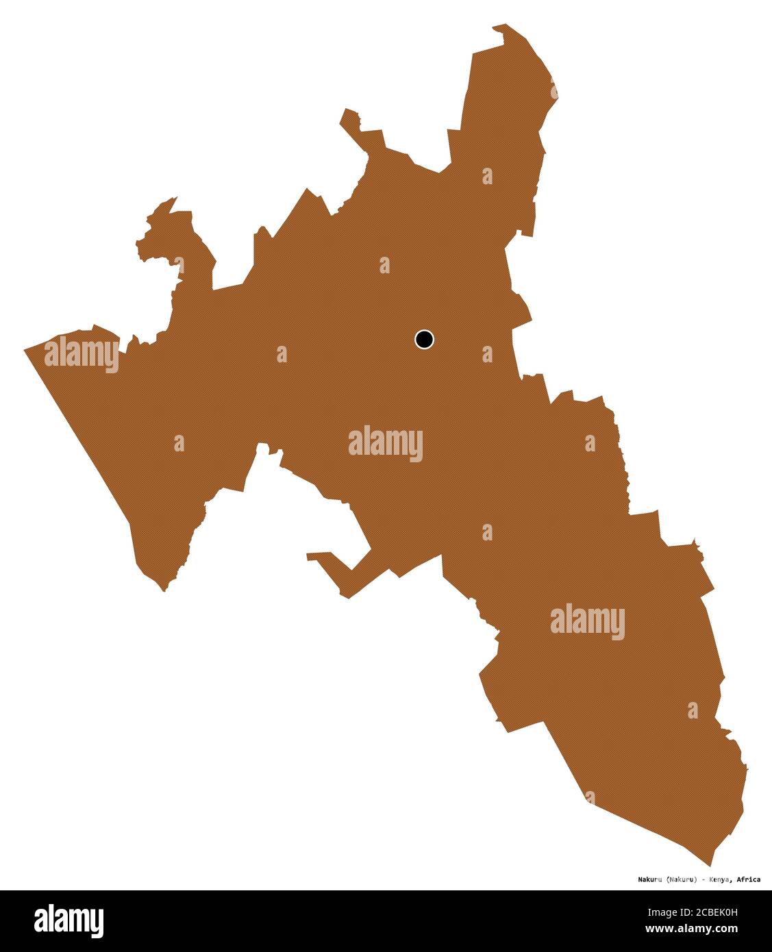 Shape of Nakuru, county of Kenya, with its capital isolated on white ...