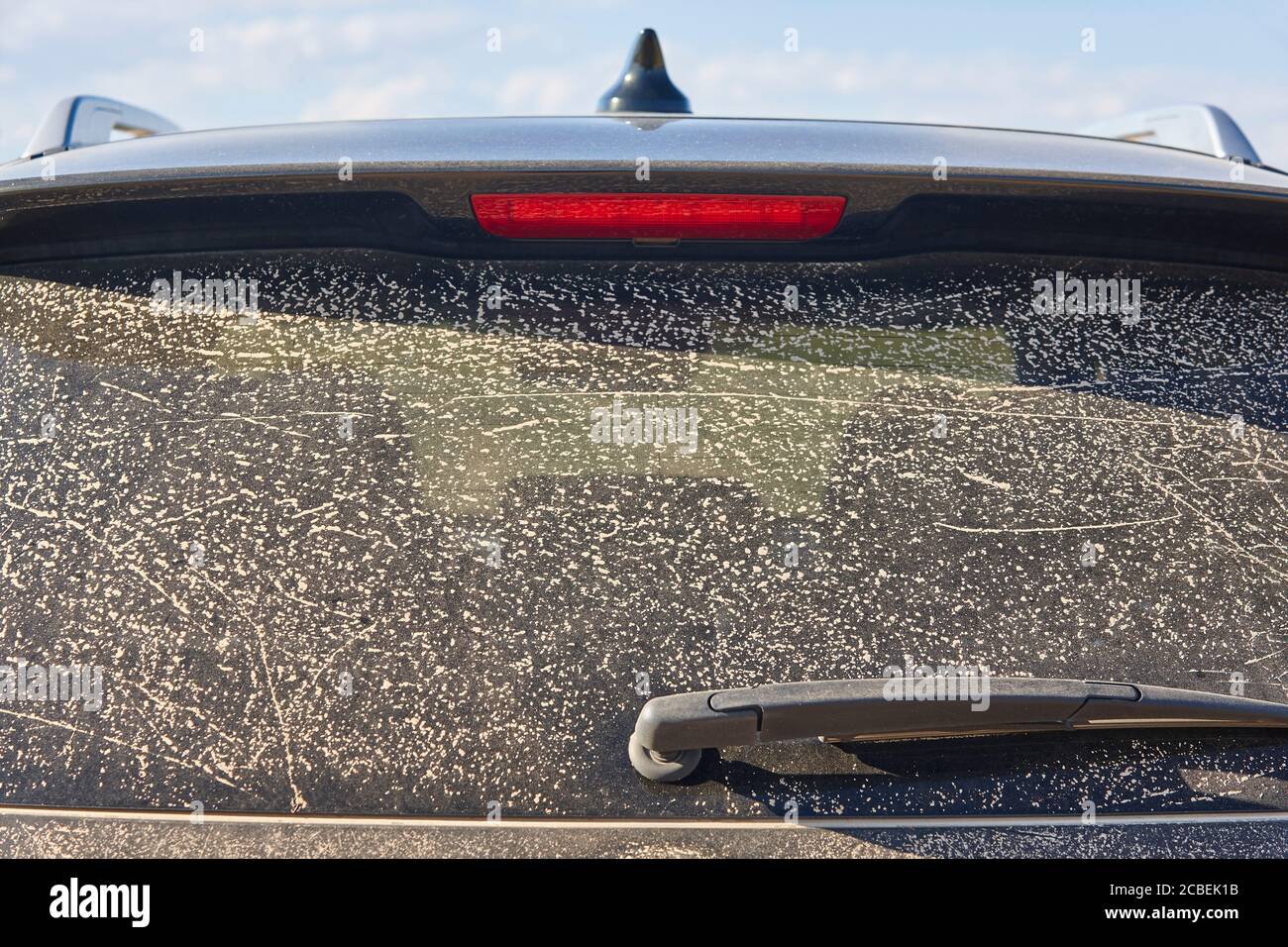 4wd vehicle with rear window covered with dust. Offroad drive Stock ...