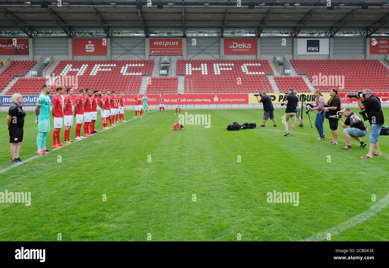 13 August 2020, Saxony-Anhalt, Halle: The team of the Halleschen ...