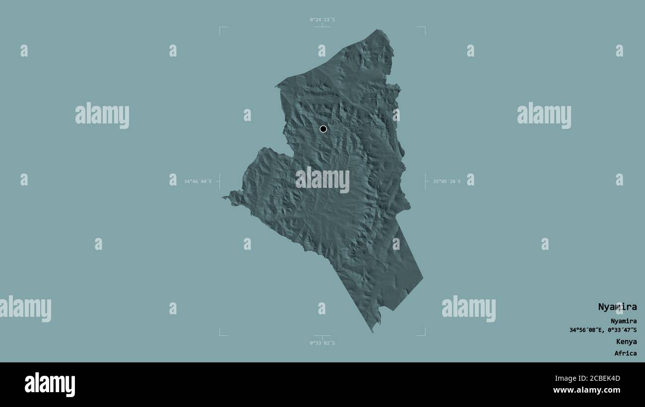 Area of Nyamira, county of Kenya, isolated on a solid background in a ...
