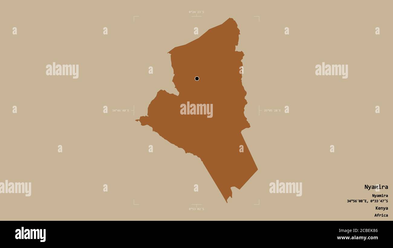 Area of Nyamira, county of Kenya, isolated on a solid background in a ...