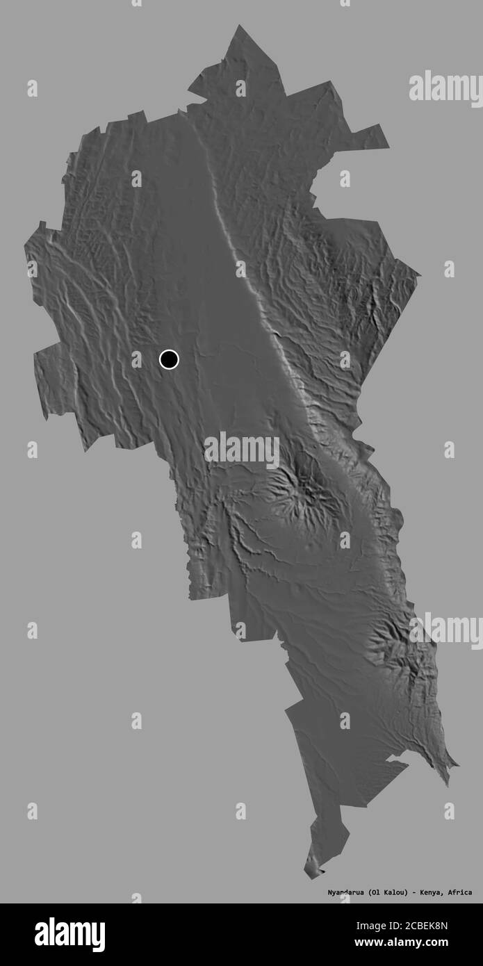 Shape of Nyandarua, county of Kenya, with its capital isolated on a ...