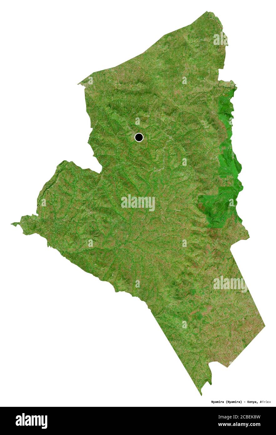 Shape of Nyamira, county of Kenya, with its capital isolated on white ...