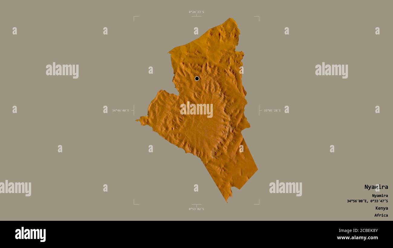 Area of Nyamira, county of Kenya, isolated on a solid background in a ...