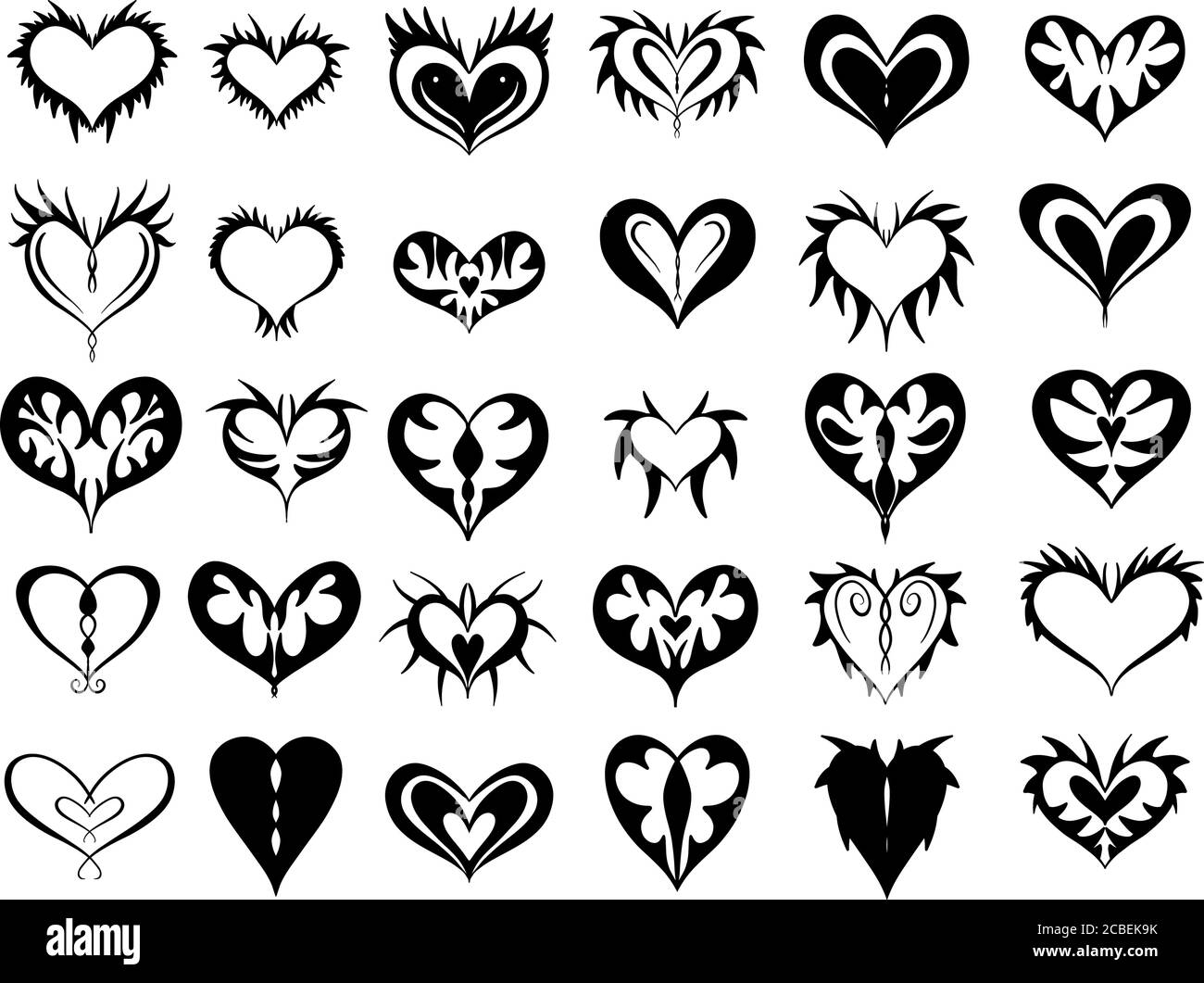 30 Jagged Alternative Heart Logo Illustrations Collection Stock Vector ...