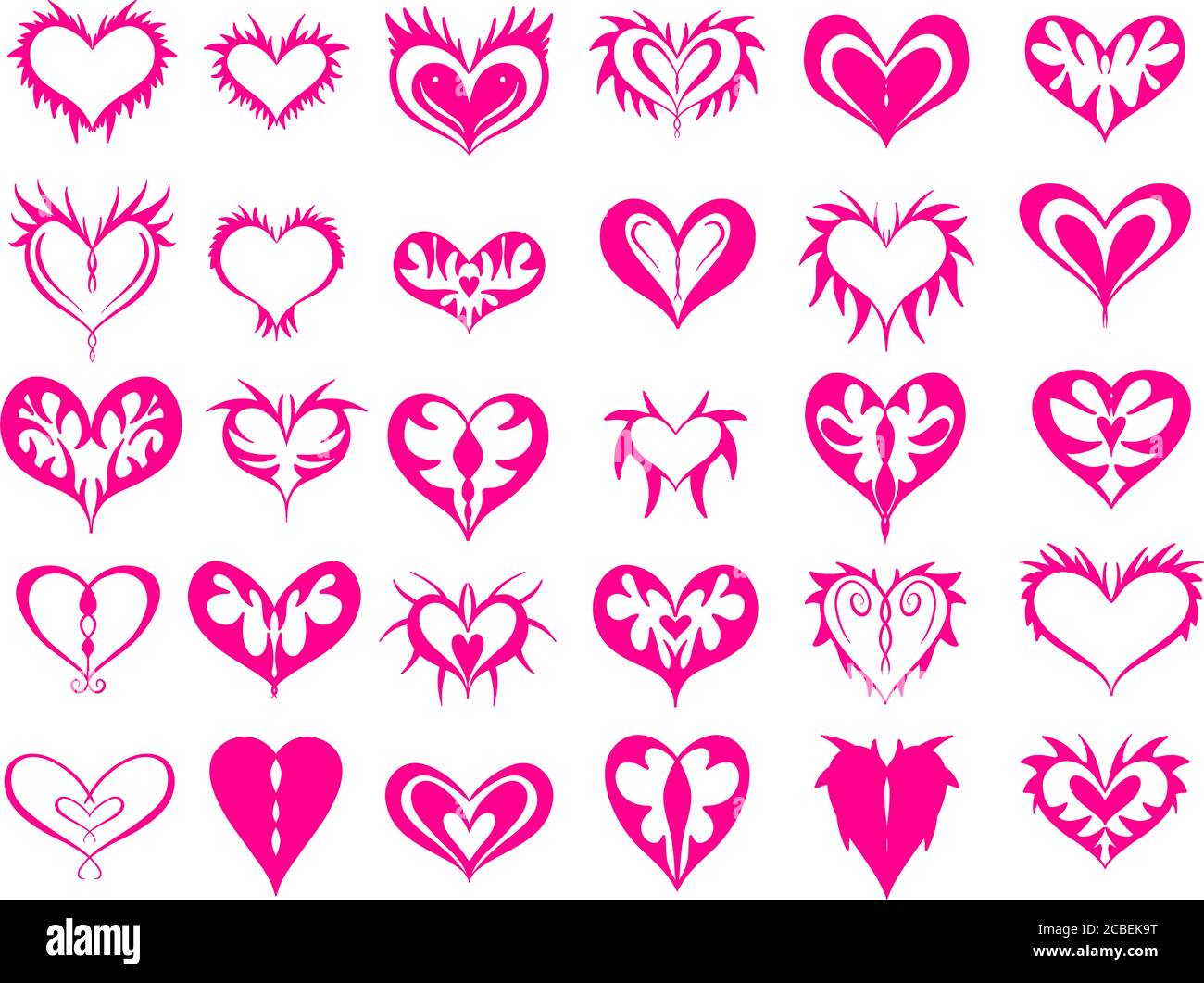 30 Jagged Alternative Heart Logo Illustrations Collection Stock Vector ...