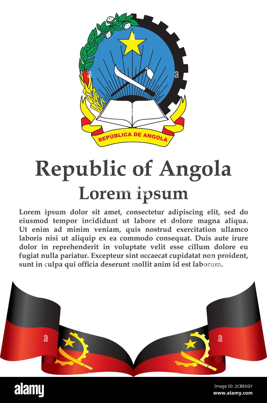 Flag of Angola, Republic of Angola. Template for award design, an ...