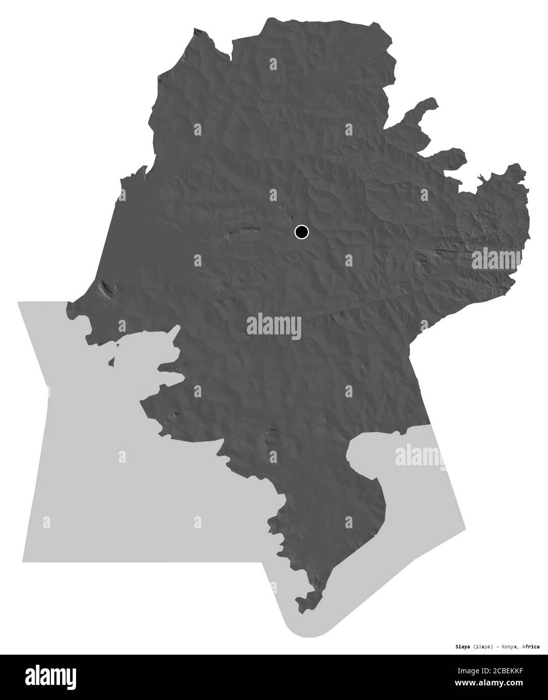 Shape of Siaya, county of Kenya, with its capital isolated on white ...