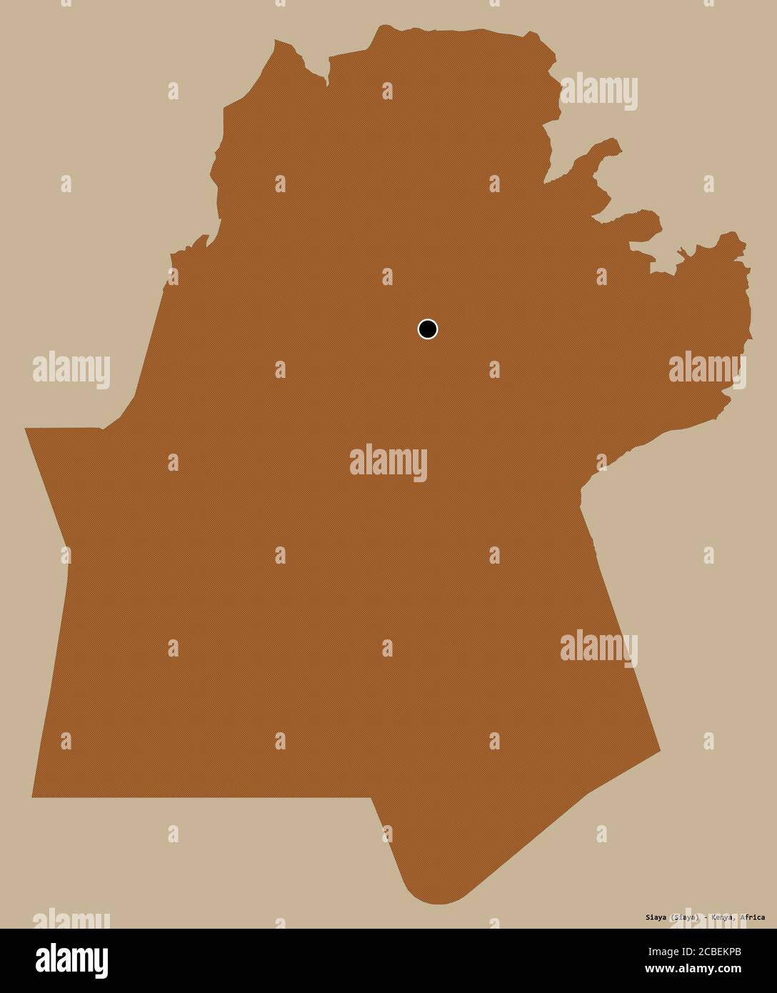 Shape of Siaya, county of Kenya, with its capital isolated on a solid ...