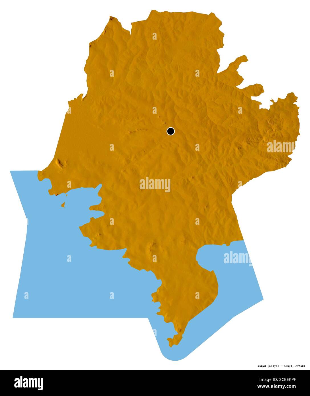 Shape of Siaya, county of Kenya, with its capital isolated on white ...
