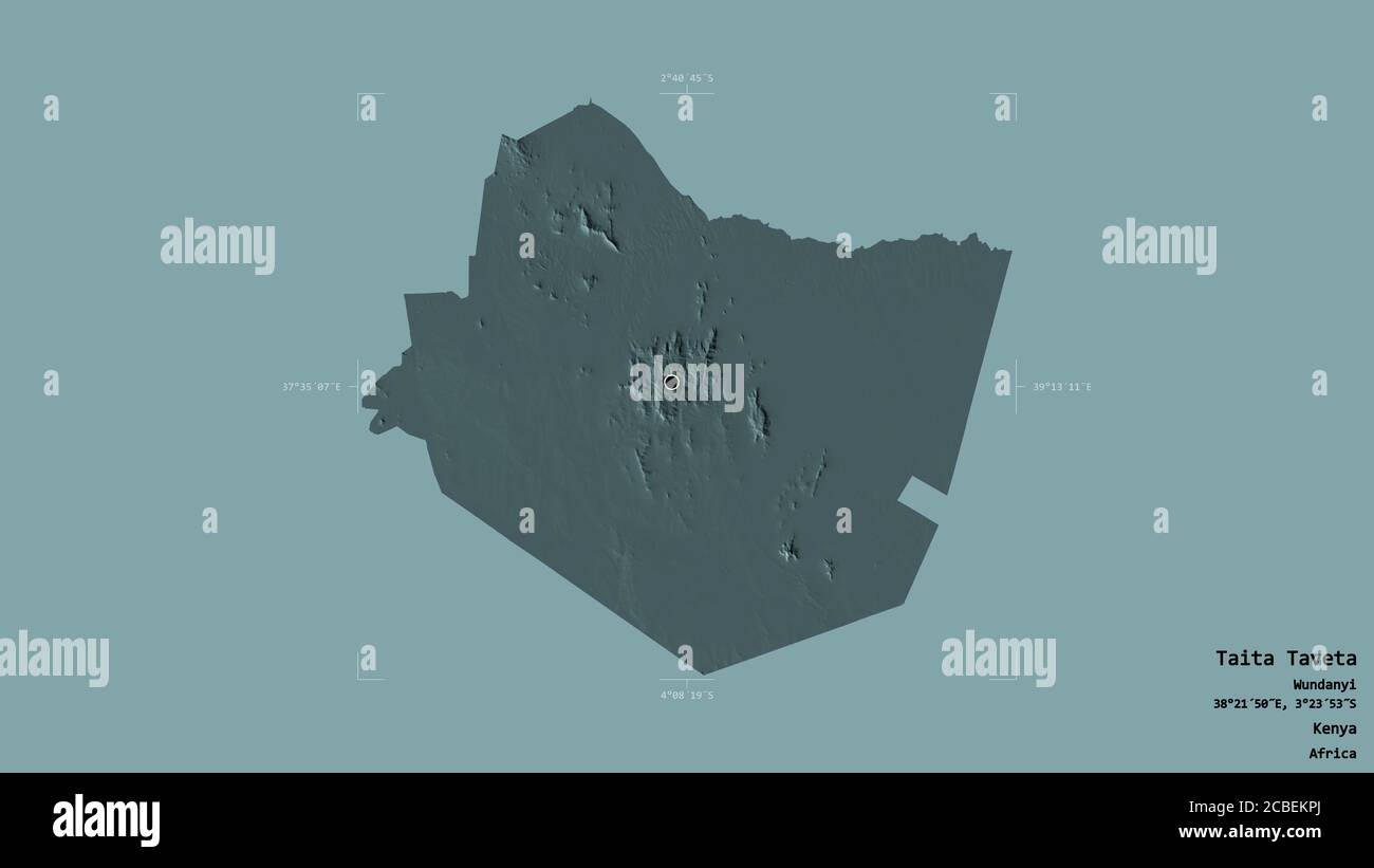 Area of Taita Taveta, county of Kenya, isolated on a solid background ...