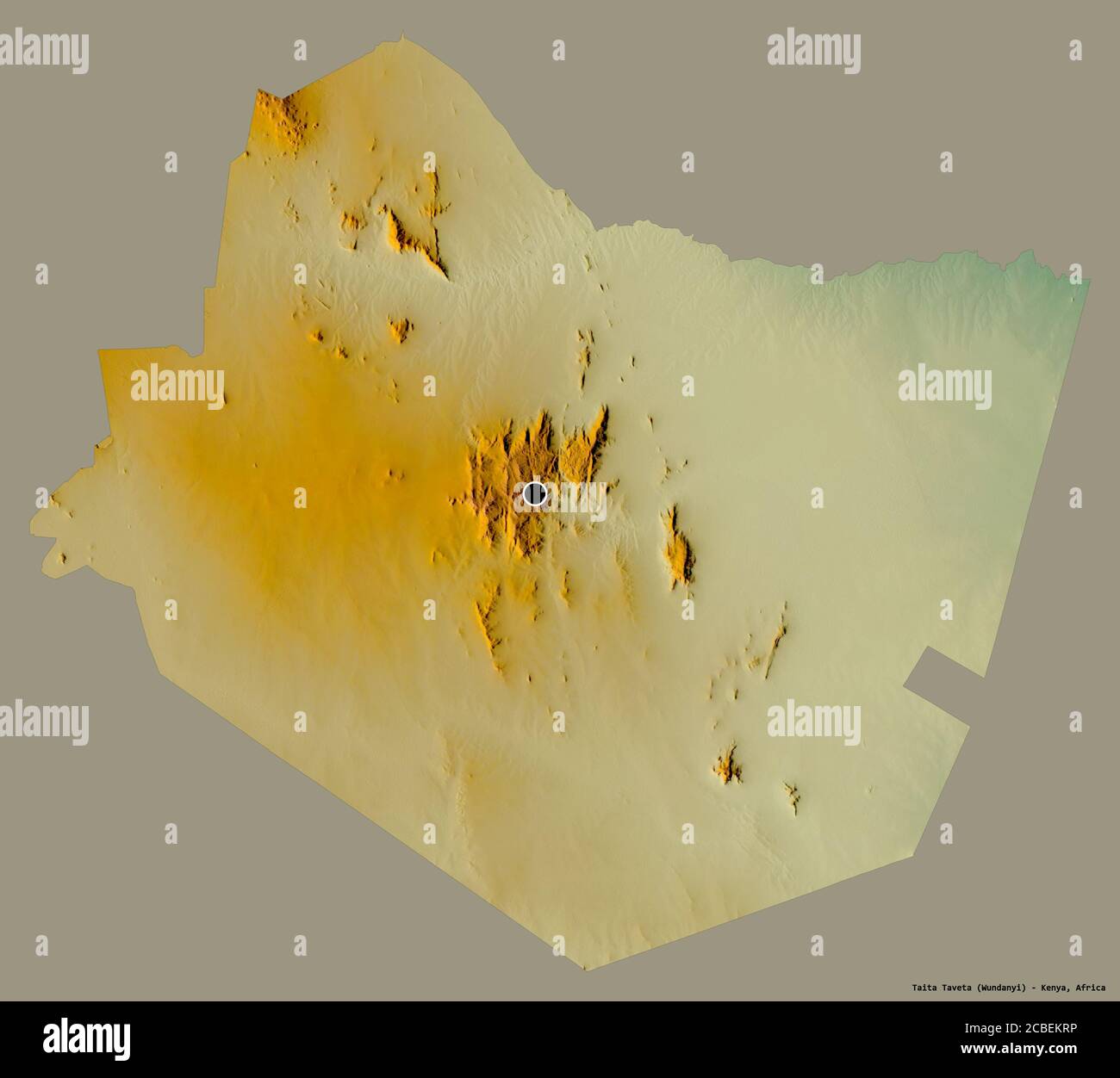 Shape of Taita Taveta, county of Kenya, with its capital isolated on a ...