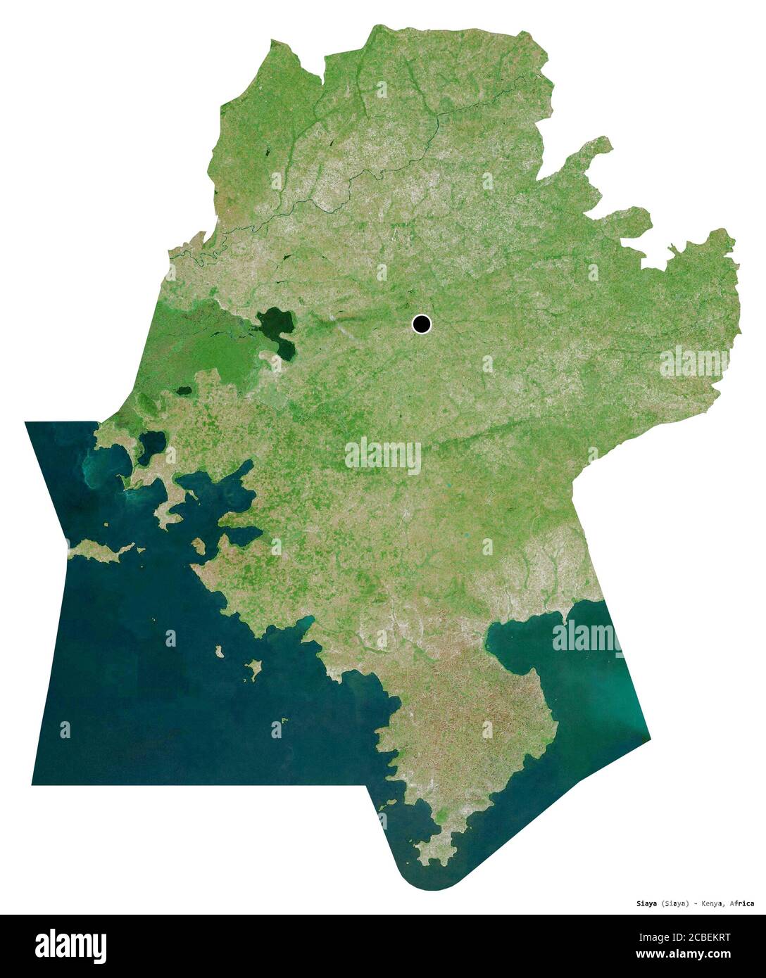 Shape of Siaya, county of Kenya, with its capital isolated on white ...