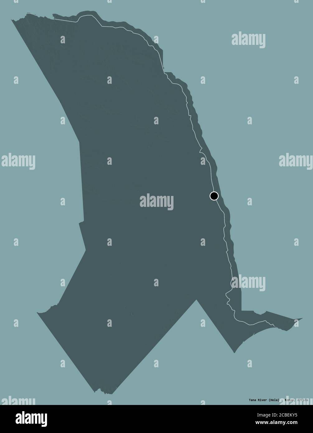 Shape of Tana River, county of Kenya, with its capital isolated on a ...