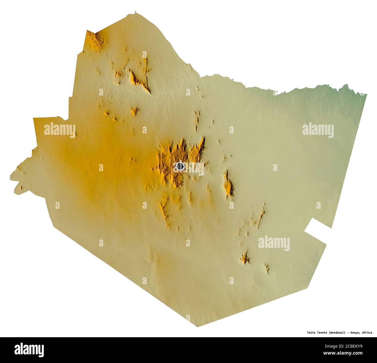 Shape of Taita Taveta, county of Kenya, with its capital isolated on ...