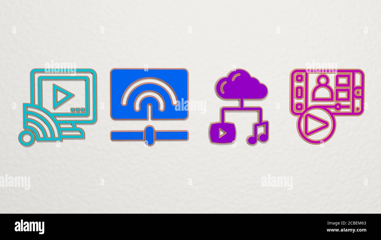 Live video streaming icons hi-res stock photography and images - Alamy