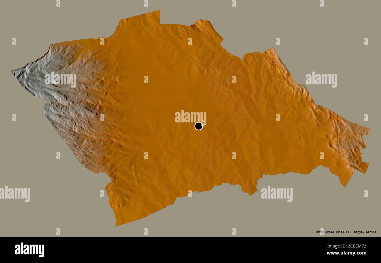 Shape of Trans Nzoia, county of Kenya, with its capital isolated on a ...