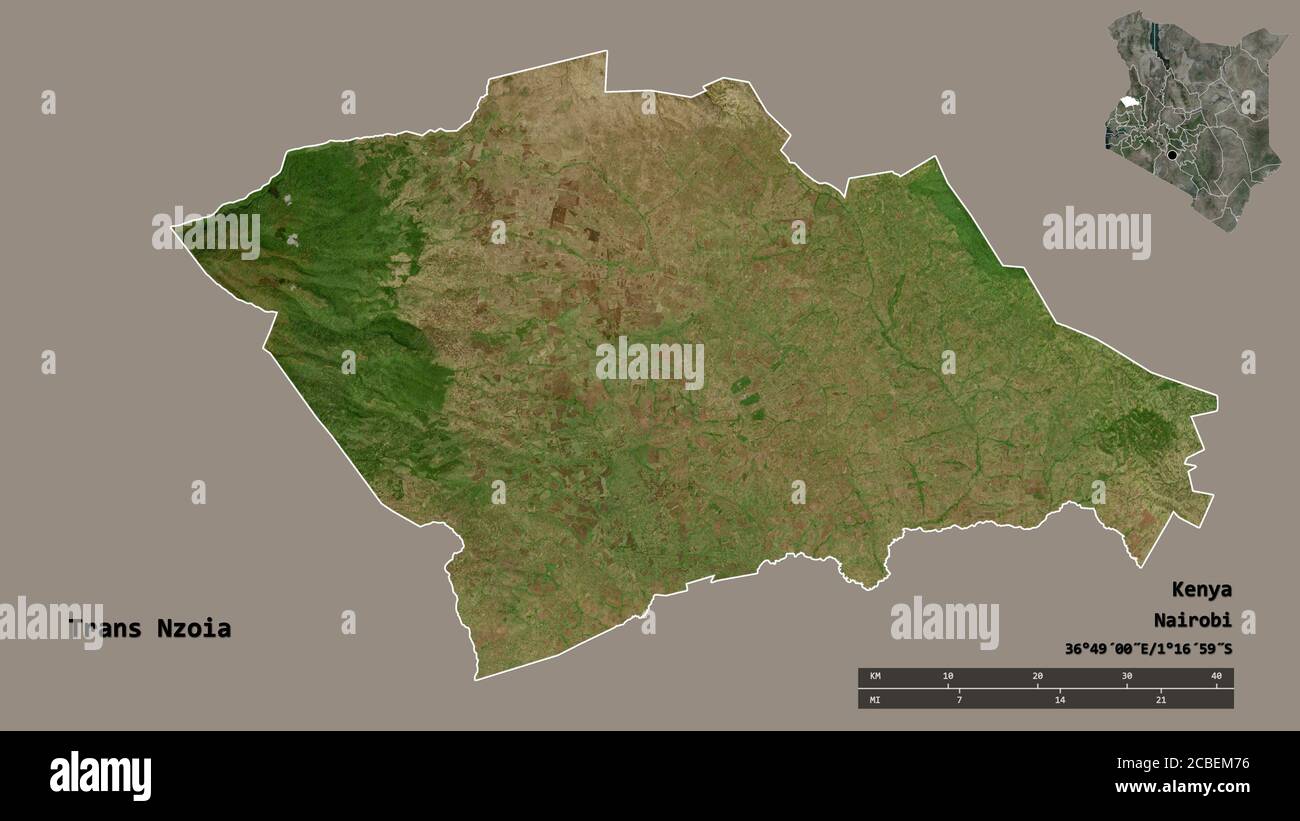 Shape of Trans Nzoia, county of Kenya, with its capital isolated on ...