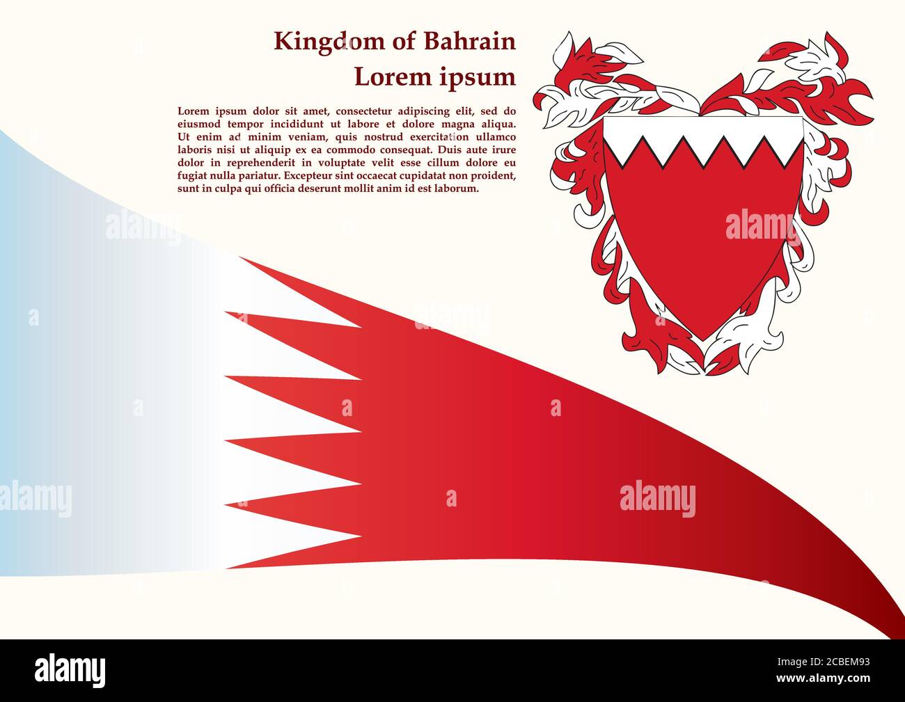 Flag of Bahrain, Kingdom of Bahrain. Template for award design, an ...