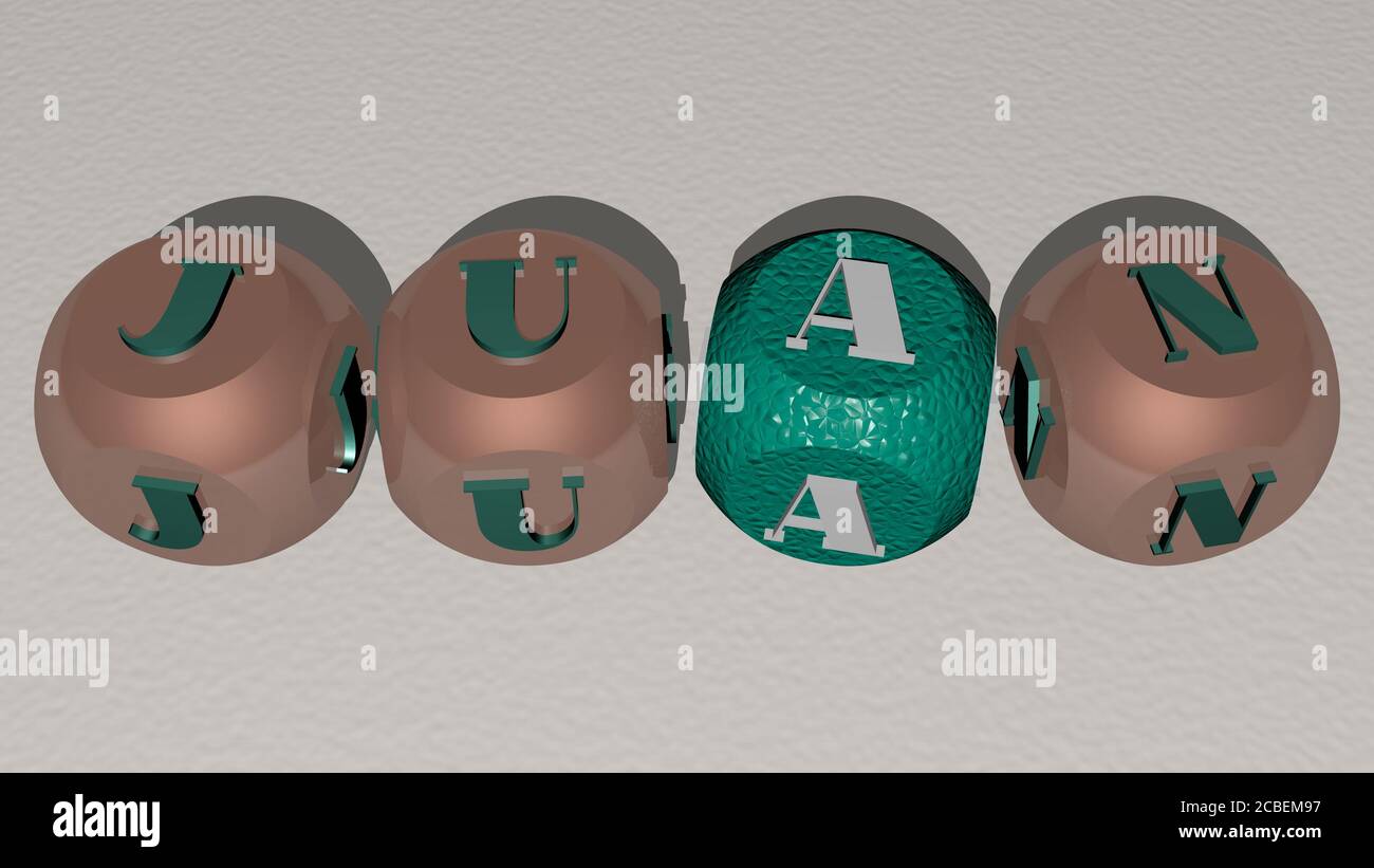 juan text by cubic dice letters - 3D illustration for san and editorial ...