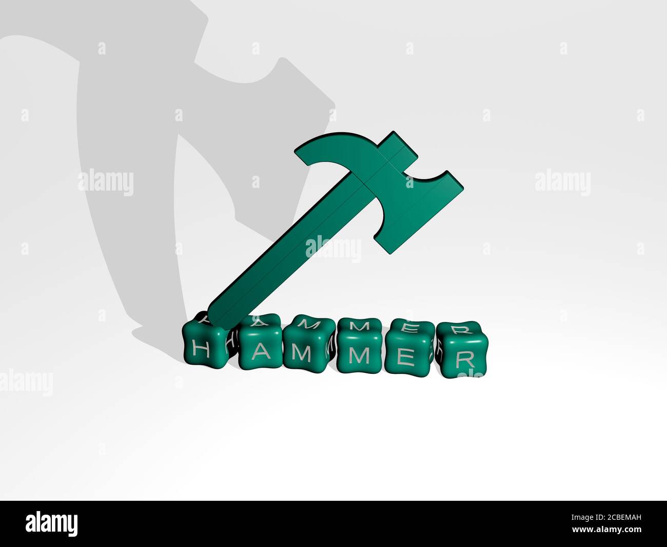 HAMMER 3D icon object on text of cubic letters - 3D illustration for ...