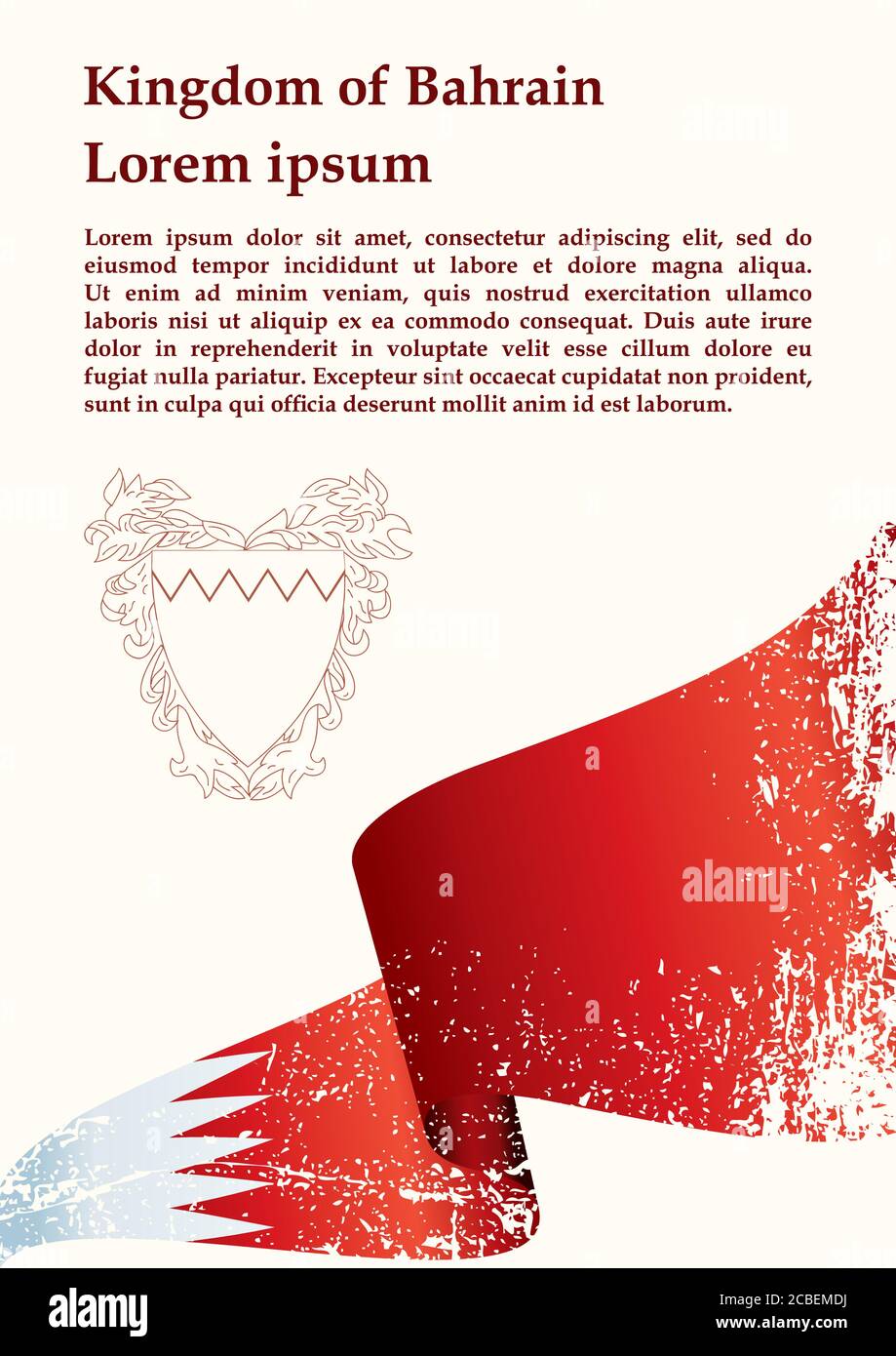 Flag of Bahrain, Kingdom of Bahrain. Template for award design, an ...