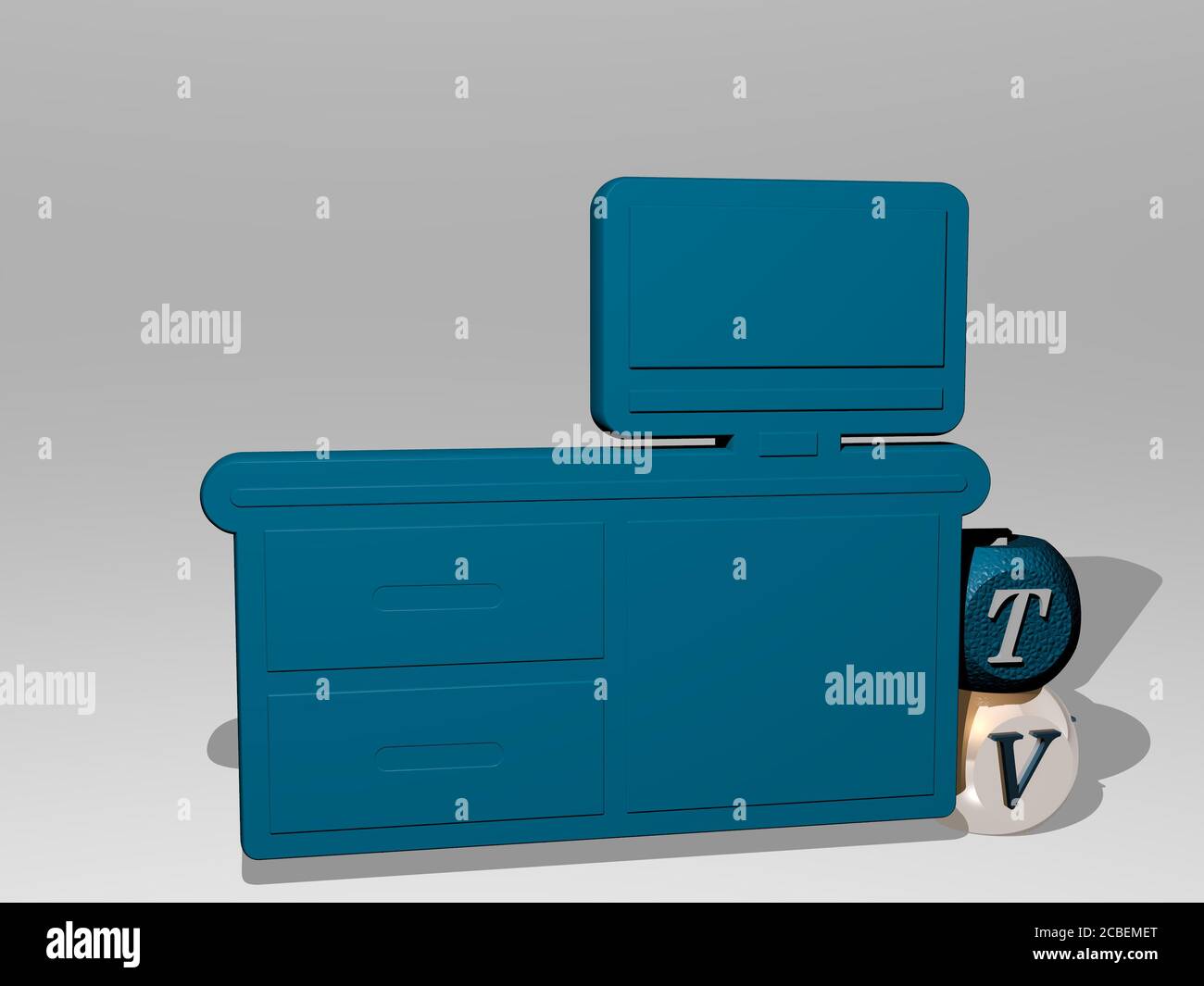 tv 3D icon beside the vertical text of individual letters - 3D ...