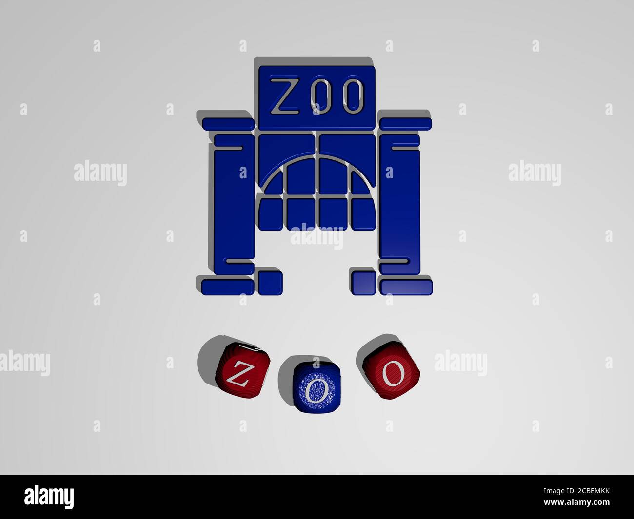 zoo text around the 3D icon - 3D illustration for animal and cute Stock ...