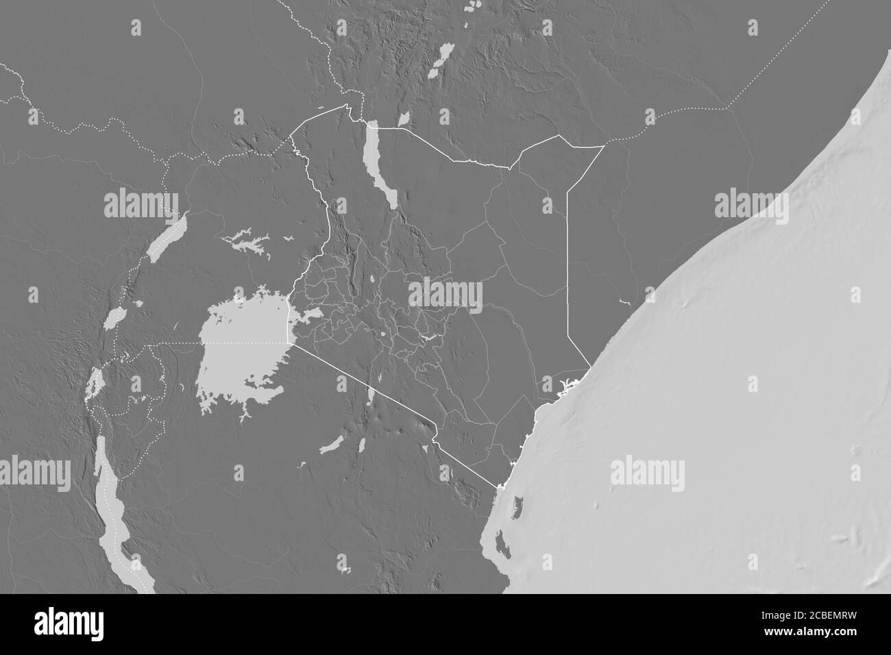 Extended area of Kenya with country outline, international and regional ...