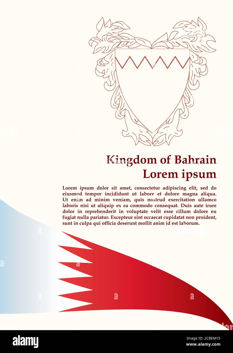 Flag of Bahrain, Kingdom of Bahrain. Template for award design, an ...