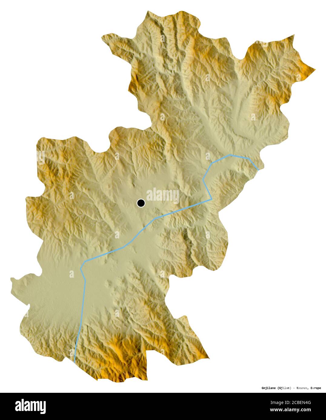 Shape of Gnjilane, district of Kosovo, with its capital isolated on ...