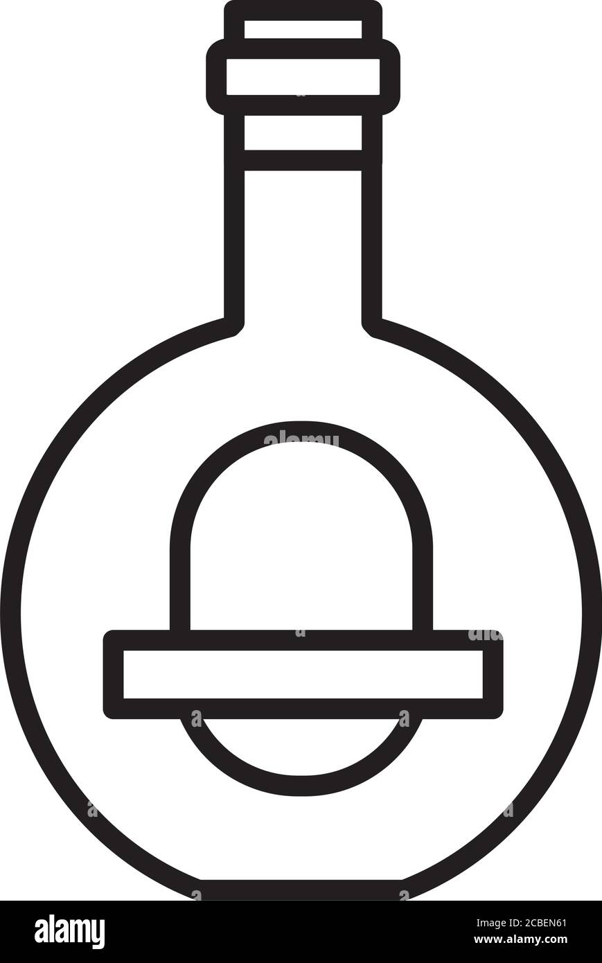 brandy bottle icon over white background, line style, vector ...