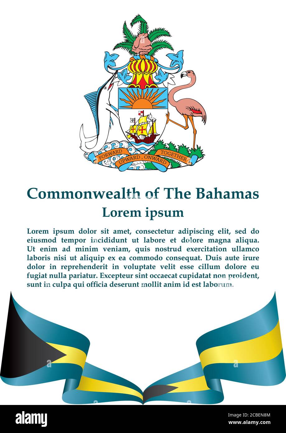 Flag of the Bahamas, Commonwealth of The Bahamas. Template for award ...