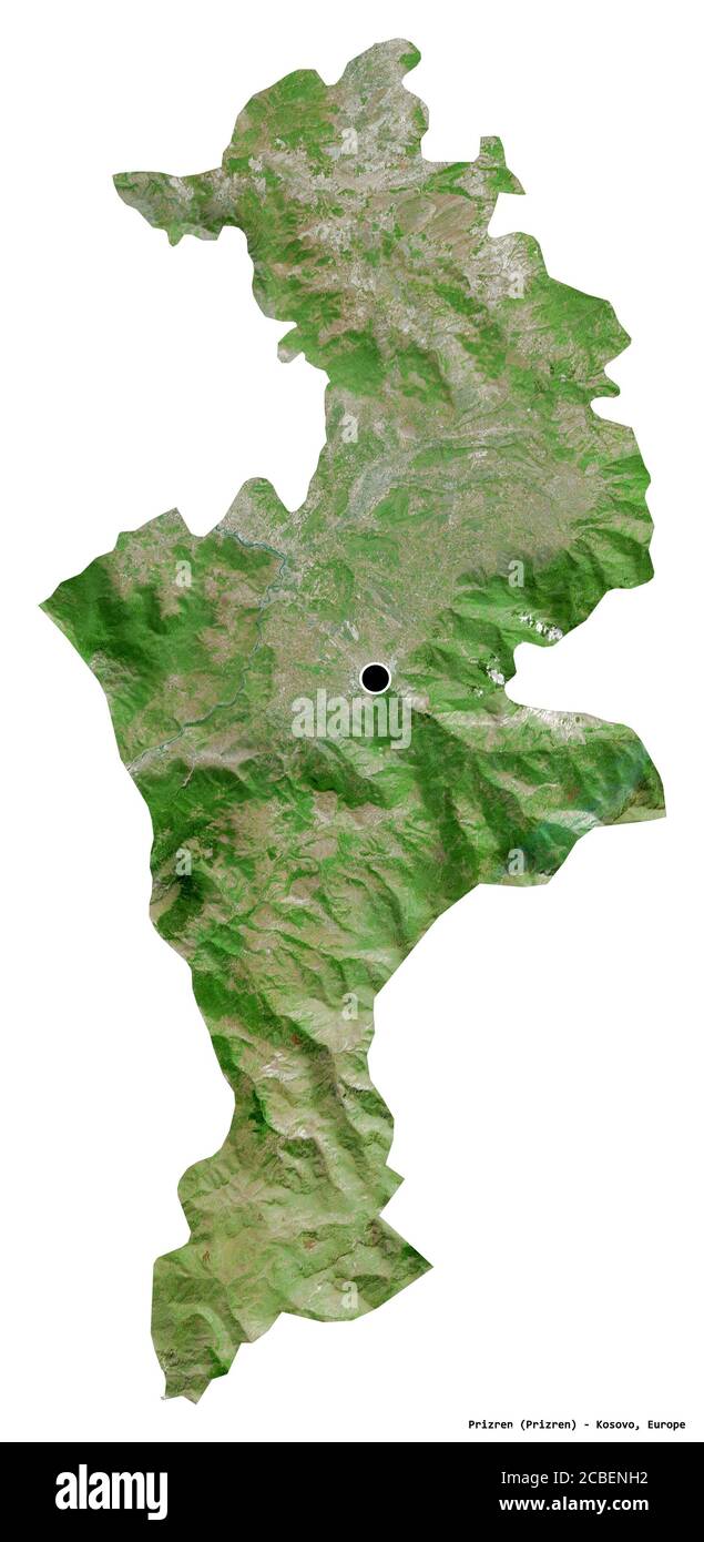 Shape of Prizren, district of Kosovo, with its capital isolated on ...