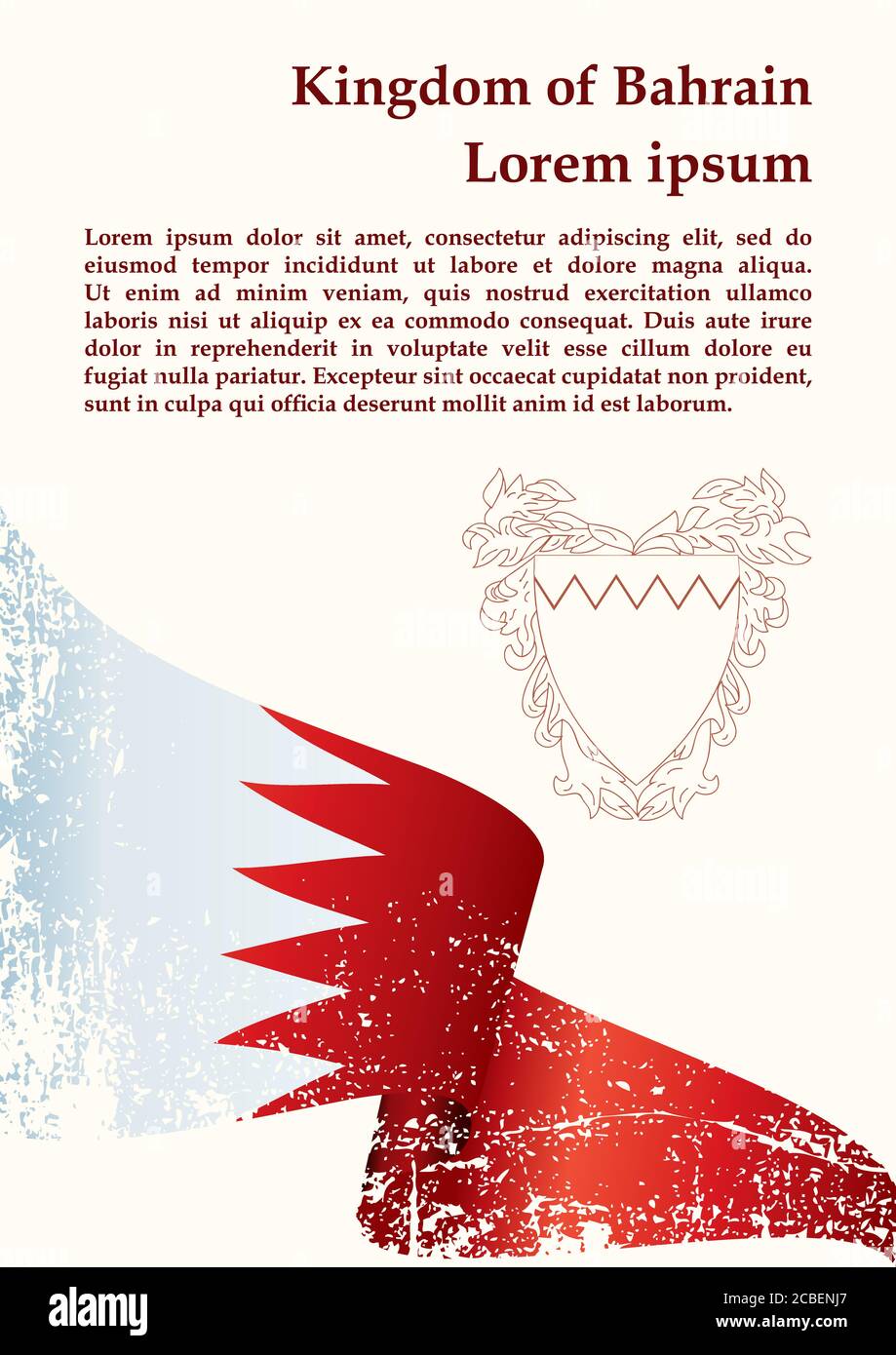 Flag of Bahrain, Kingdom of Bahrain. Template for award design, an ...