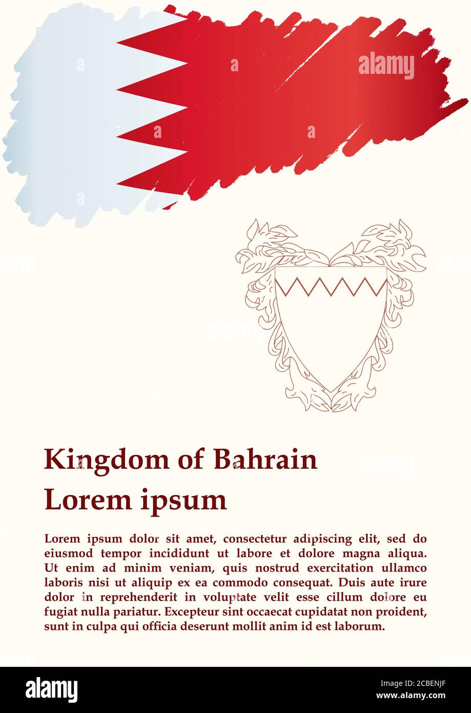 Flag of Bahrain, Kingdom of Bahrain. Template for award design, an ...