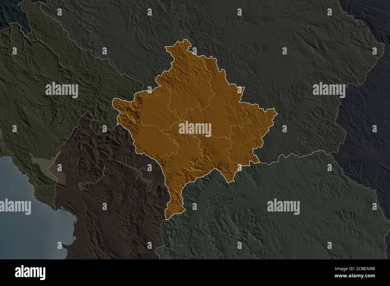 Shape of Kosovo separated by the desaturation of neighboring areas ...