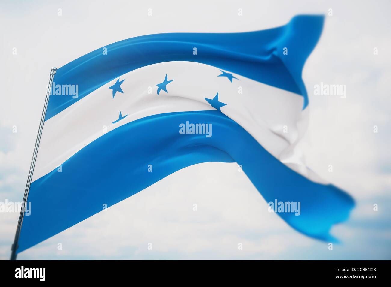 Waving flags of the world - flag of Honduras. Shot with a shallow depth ...