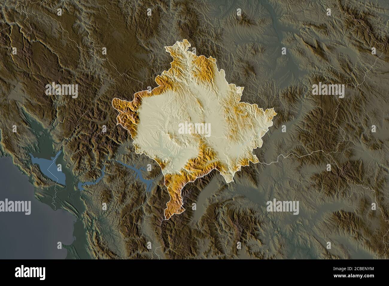 Shape of Kosovo separated by the desaturation of neighboring areas ...