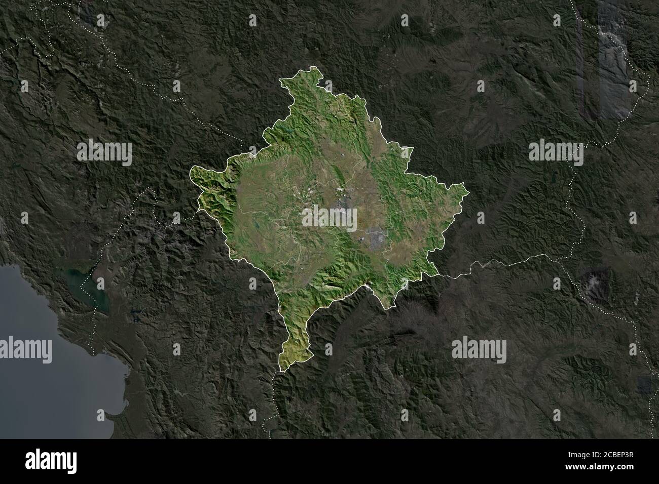 Shape of Kosovo separated by the desaturation of neighboring areas ...
