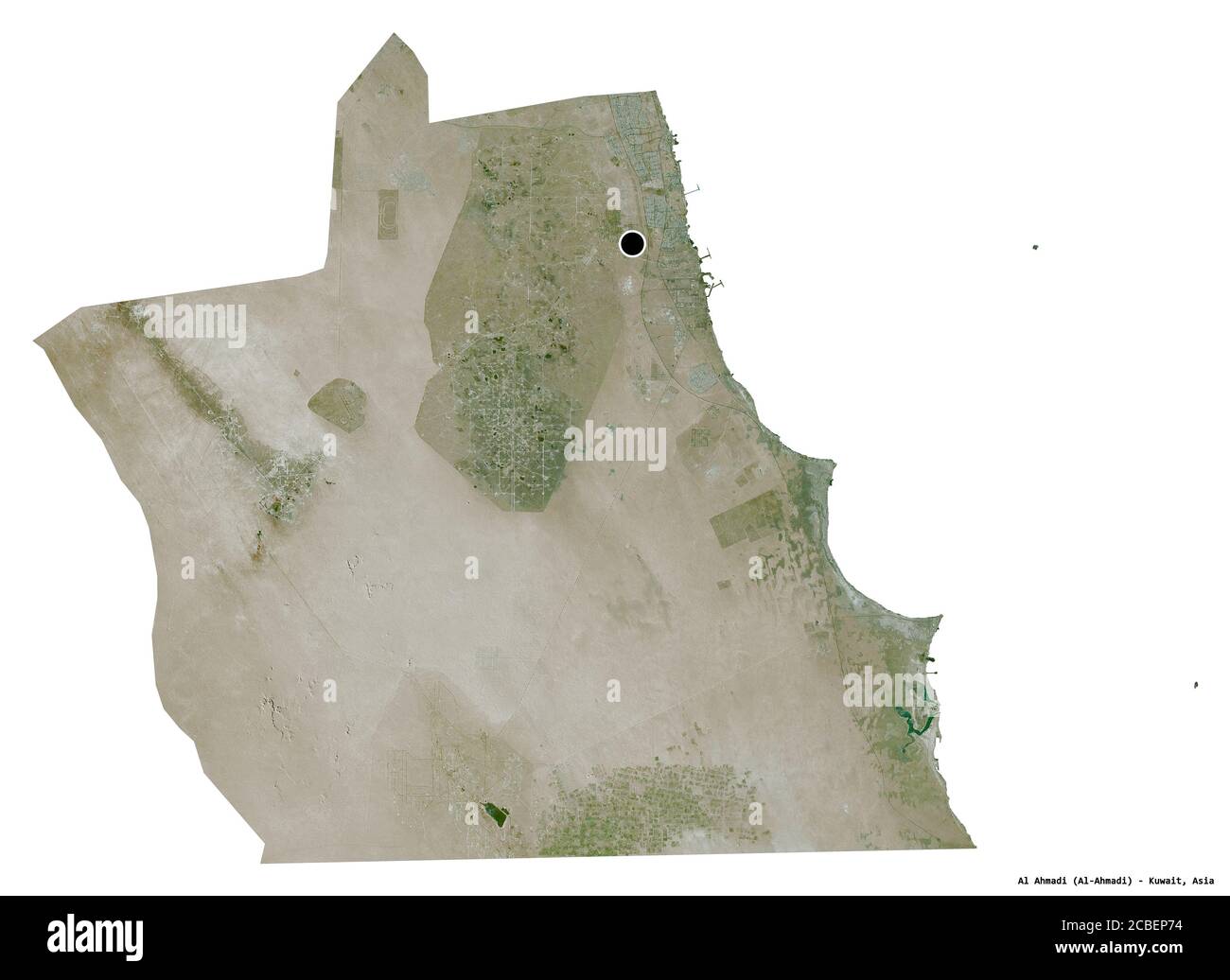 Shape of Al Ahmadi, province of Kuwait, with its capital isolated on ...